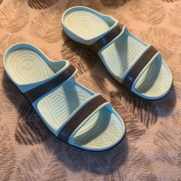CROCS | Shoes | Crocs Teal Turquoise And Brown Sandal 9 | Poshmark